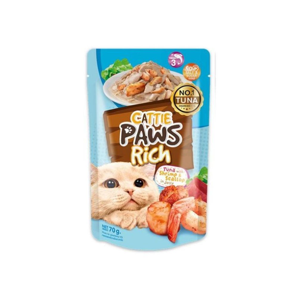 Cattie Paws Rich Tuna with Shrimp & Scallop in Jelly 70g price in ...