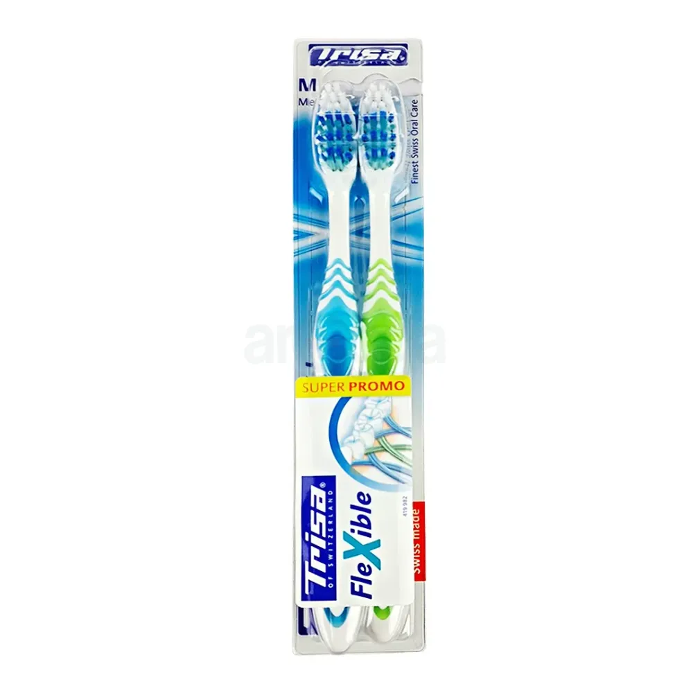 Trisa of Switzerland Flexible Medium Twin Toothbrush (Prod : 150722ZTS ...