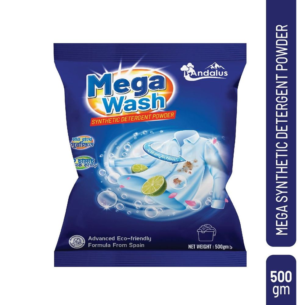 Mega Wash Synthetic Detergent Powder 500g - Arogga Online Pharmacy