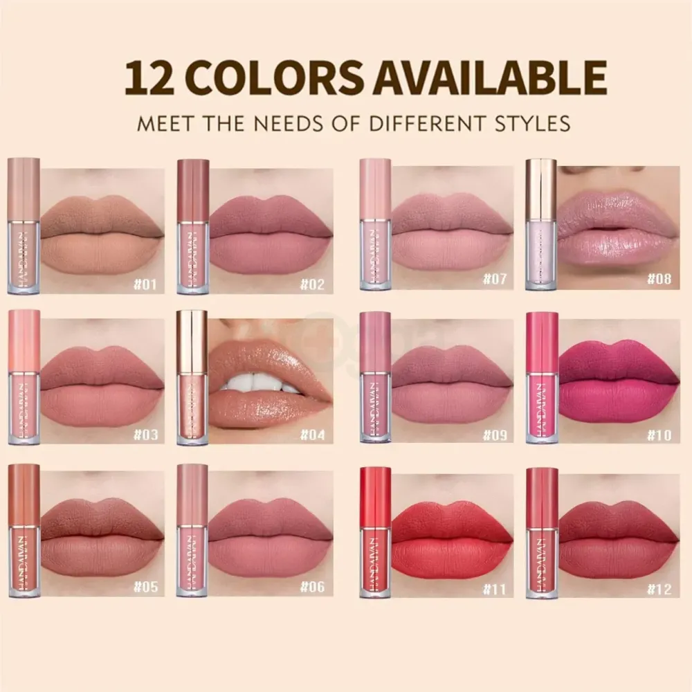 Handaiyan Matte Liquid Lipstick Set - 12 Colors Collection - Arogga ...