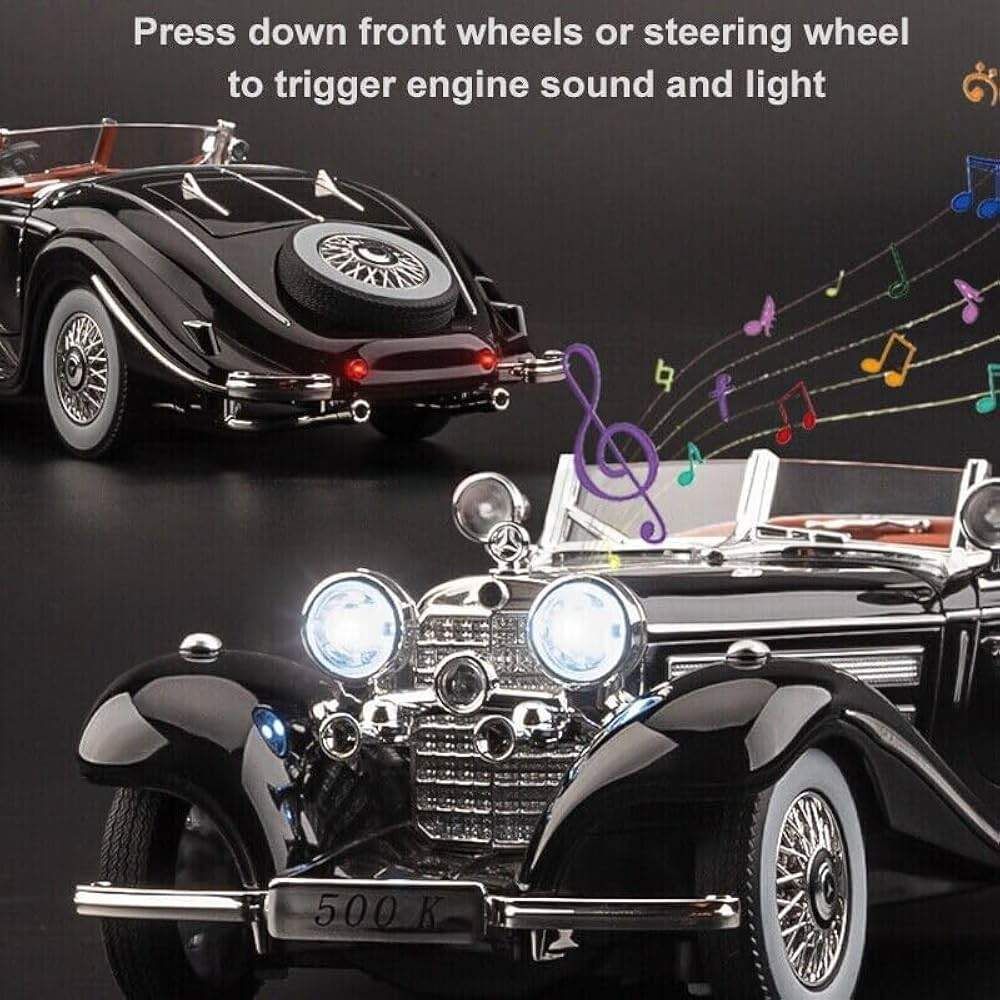1:24 Jinlifang 1936 Mercedes-Benz 500K Retro Diecast with Sound, Light ...