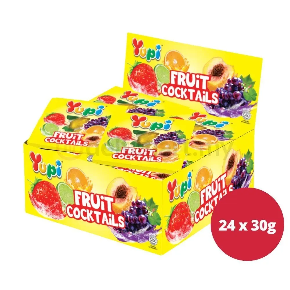 Yupi Fruit Cocktails Chewy Gummy Wrapped Candy (24pcs x 30g) - Arogga Ltd