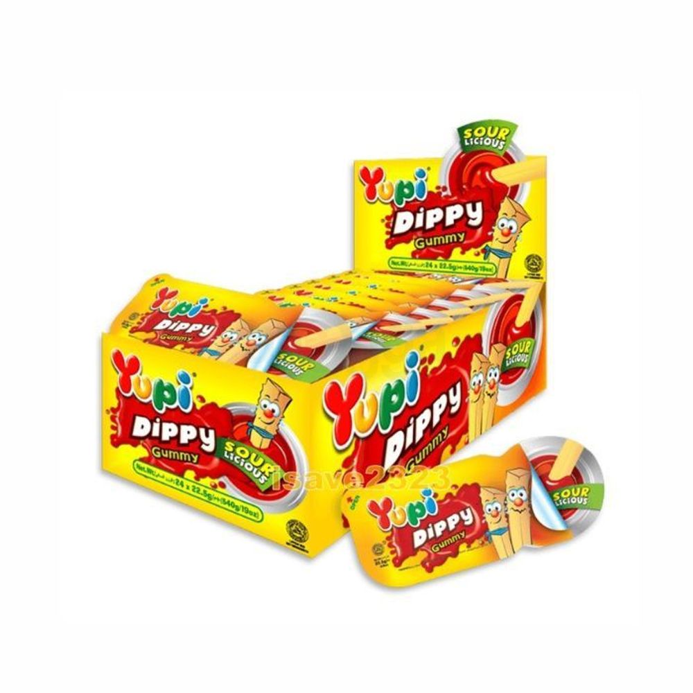 Yupi Dippy Sour Licious Chewable Gummy Candy (22.5g x 24 Pcs) - Arogga Ltd