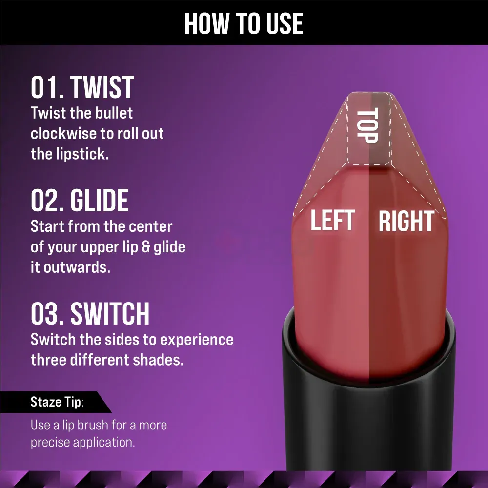 Staze 9To9 Love Tri-Angle 3 In 1 Lipstick - 03 Caramel Rose - Arogga ...