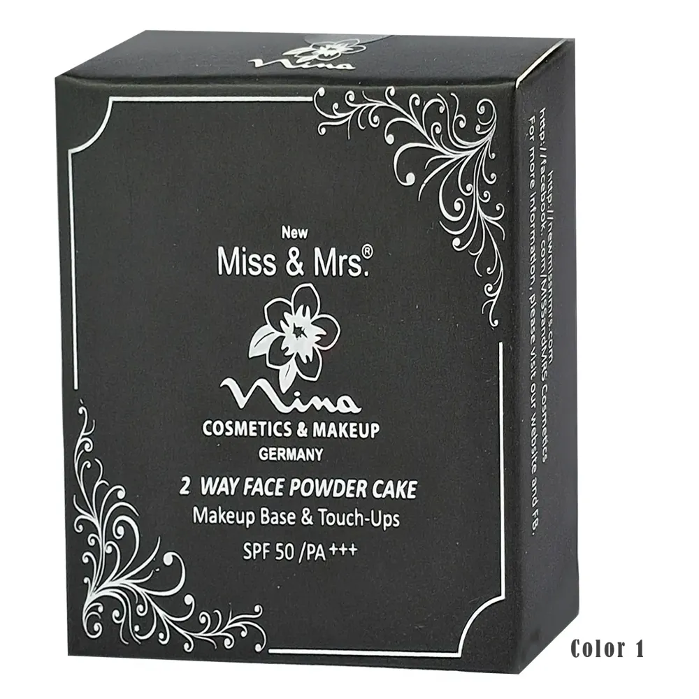Miss & Mrs 2-Way Face Powder Cake SPF 50 PA+++ – Color 1, 10g, Long ...