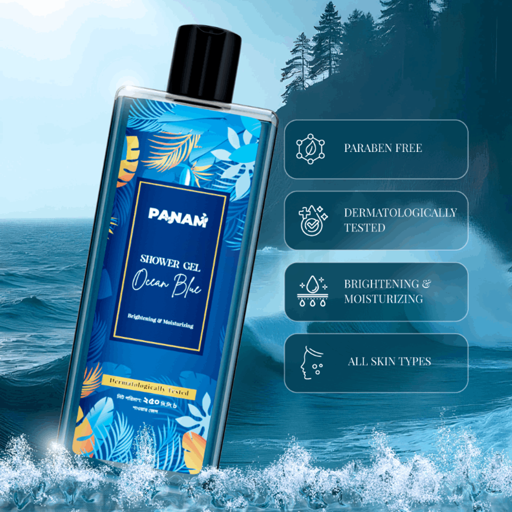 Buy 1 Panam Ocean Blue Shower Gel 250ml & Get 1 Free - Arogga Beauty Store