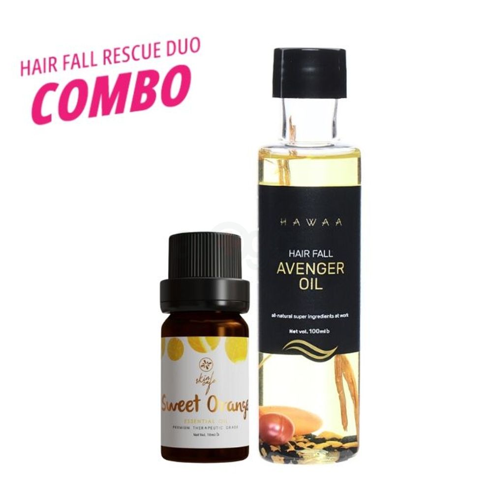 Hawaa Hair Fall Avenger Oil 100ml with Skin Cafe Sweet Orange Essential ...