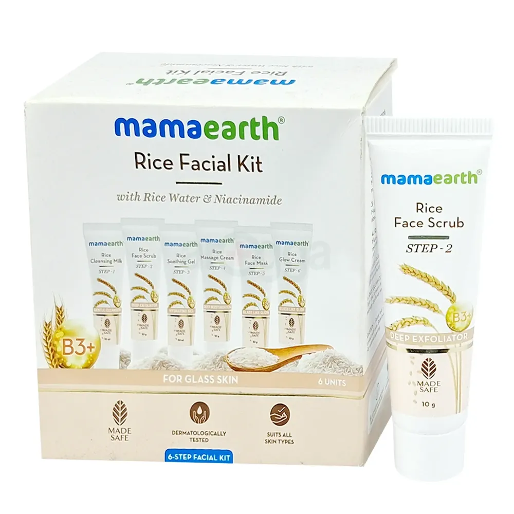 Mamaearth Rice Facial Kit With Rice Water & Niacinamide for Glass Skin ...