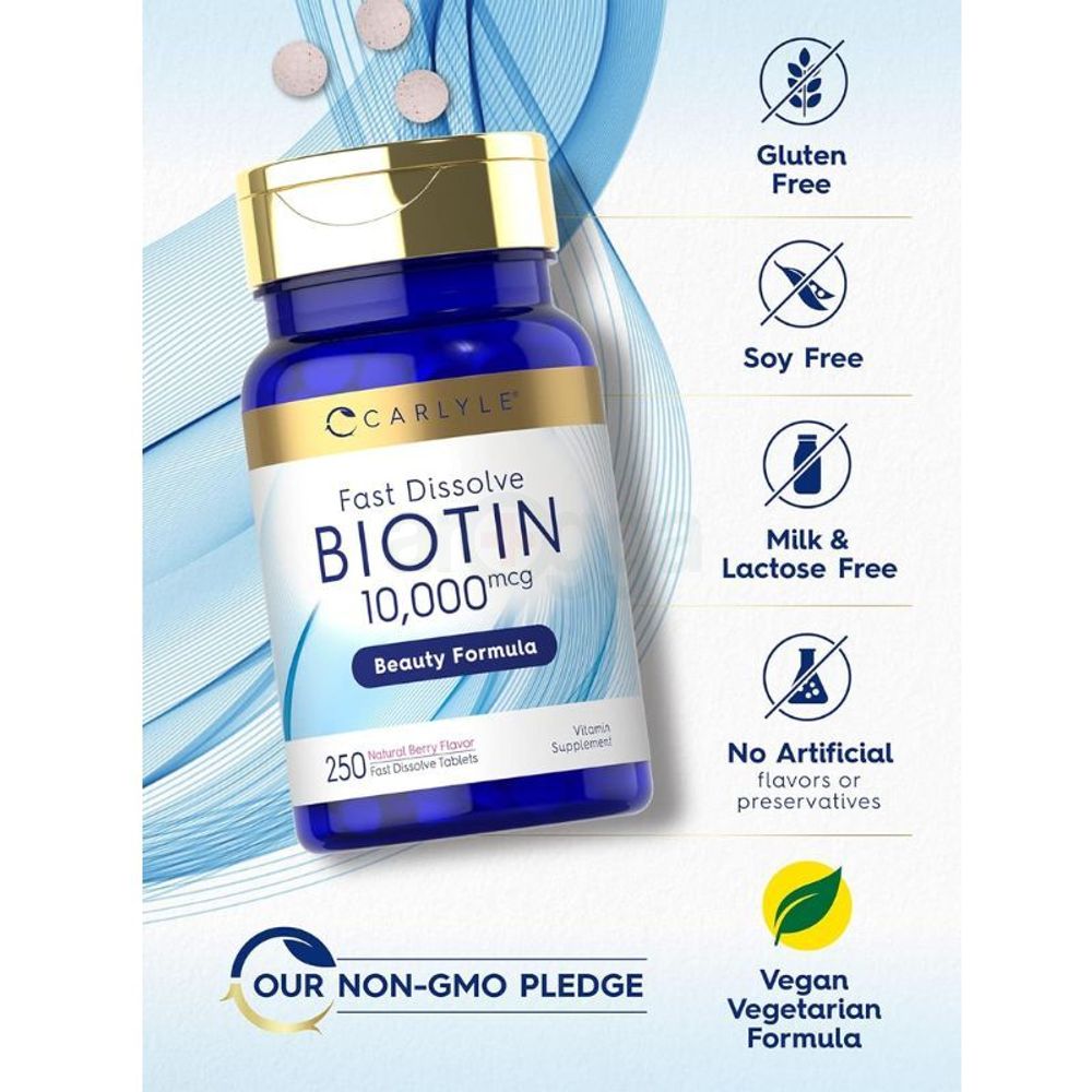 Carlyle Biotin Fast Dissolve 10,000 mcg 250 Tablets - Arogga Online ...