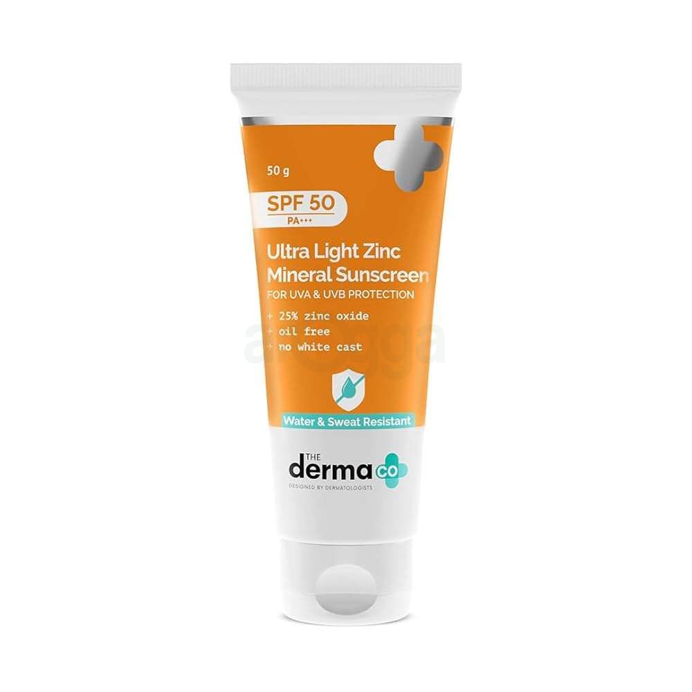 The Derma Co Ultra Light Zinc Mineral Sunscreen with 25% Zinc Oxide ...