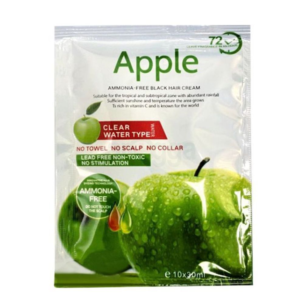 Apple Ammonia Free Black Semi Permanent Hair Dye Cream Shampoo, Clear ...