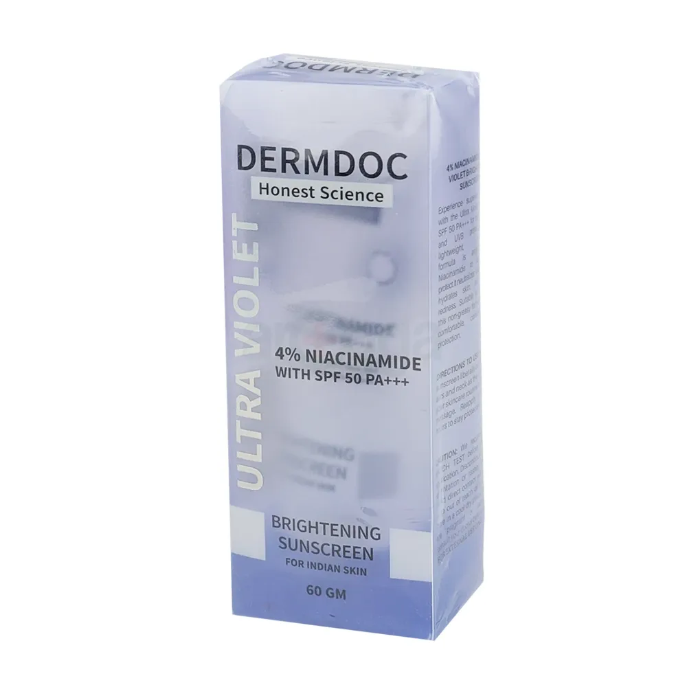 DERMDOC 4% Niacinamide with SPF 50 PA +++ Brightening Sunscreen (60gm ...