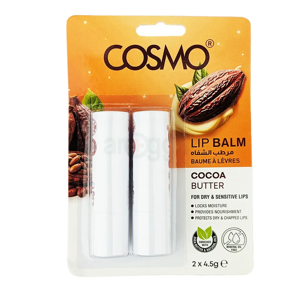 COSMO Cocoa Butter Lip Balm for Dry & Sensitive Lips (2 x 4.5g Sticks ...