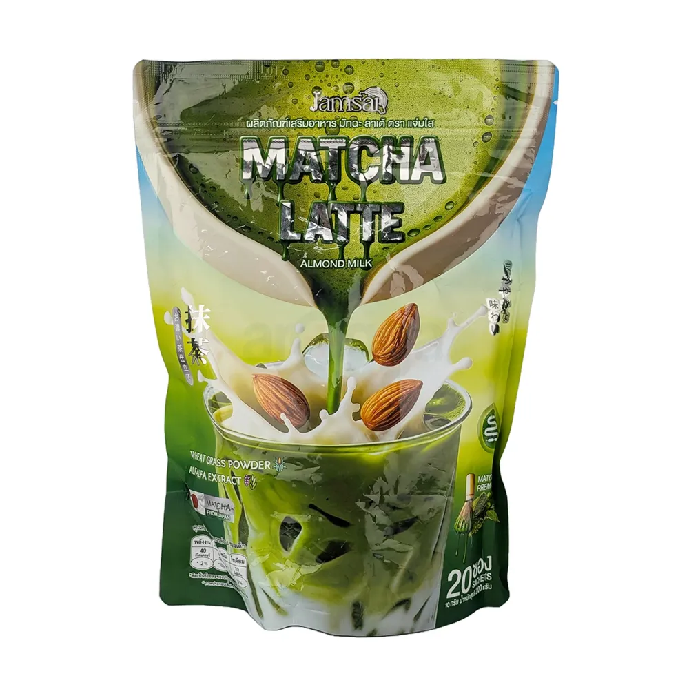 Jamsai Matcha Latte with Almond Milk – Wheat Grass & Alfalfa Extract ...