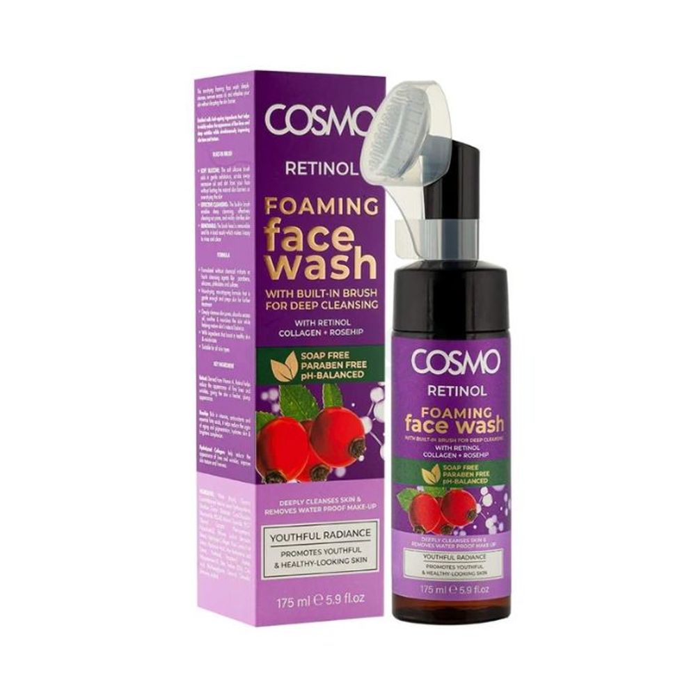 Cosmo Retinol Foaming Face Wash with Built-In Brush for Deep Cleansing ...