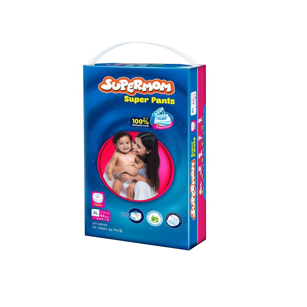Supermom Baby Pant Diaper Xtra Large (12-20) Kg Super Saver Pack 44pcs ...