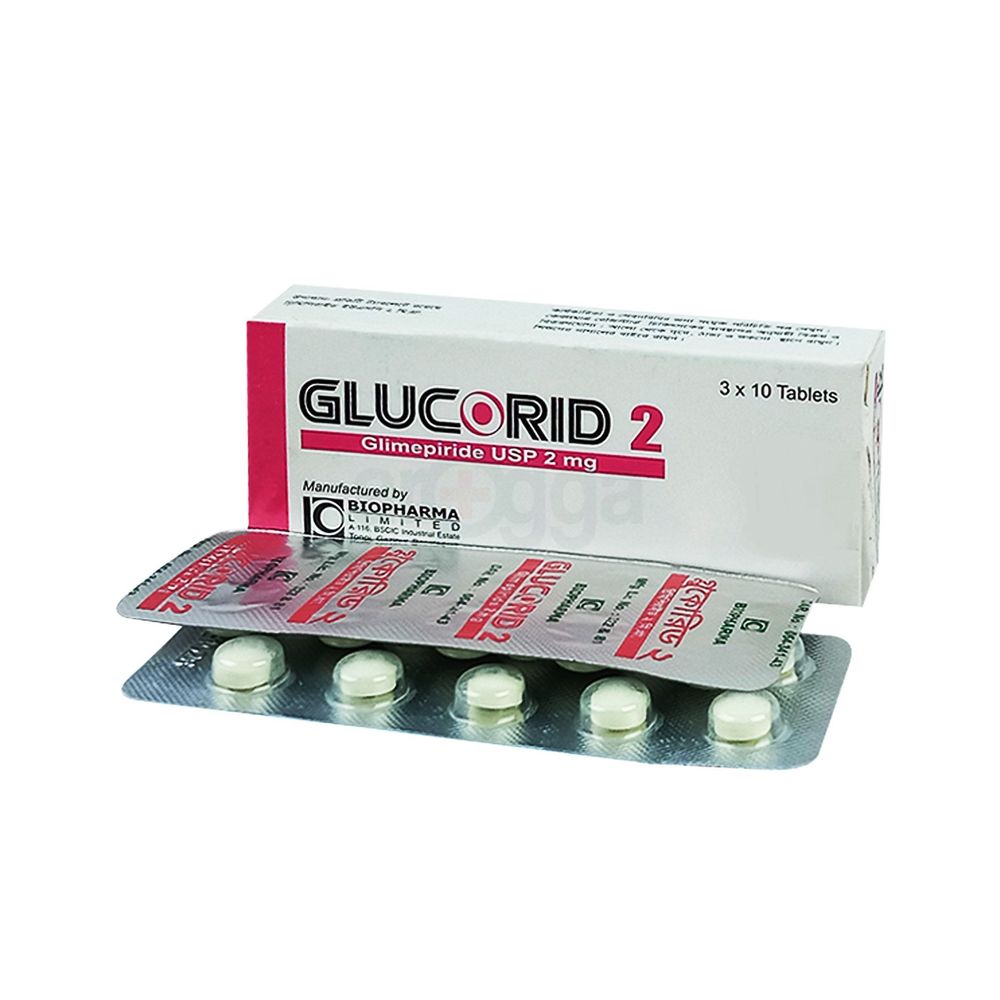 Glucorid 2mg Tablet - Arogga Online Pharmacy