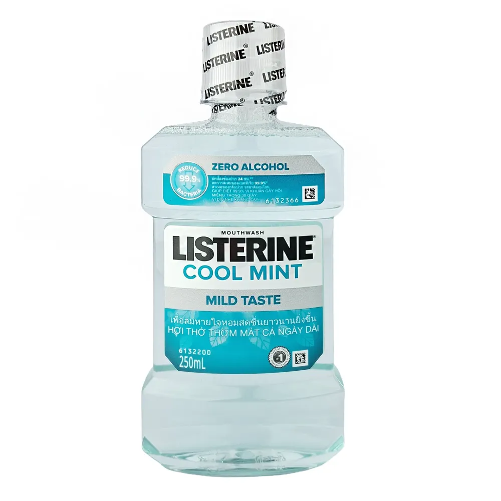 Listerine Cool Mint Zero Alcohol Mouthwash 250ml – Mild Taste & Long ...