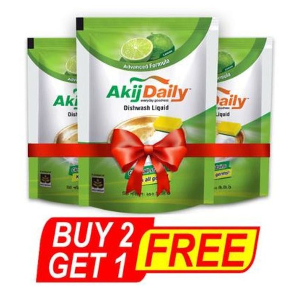 Buy 2 Akij Daily Lemon Liquid Dishwash Refill 250ml & Get 1 Free price ...
