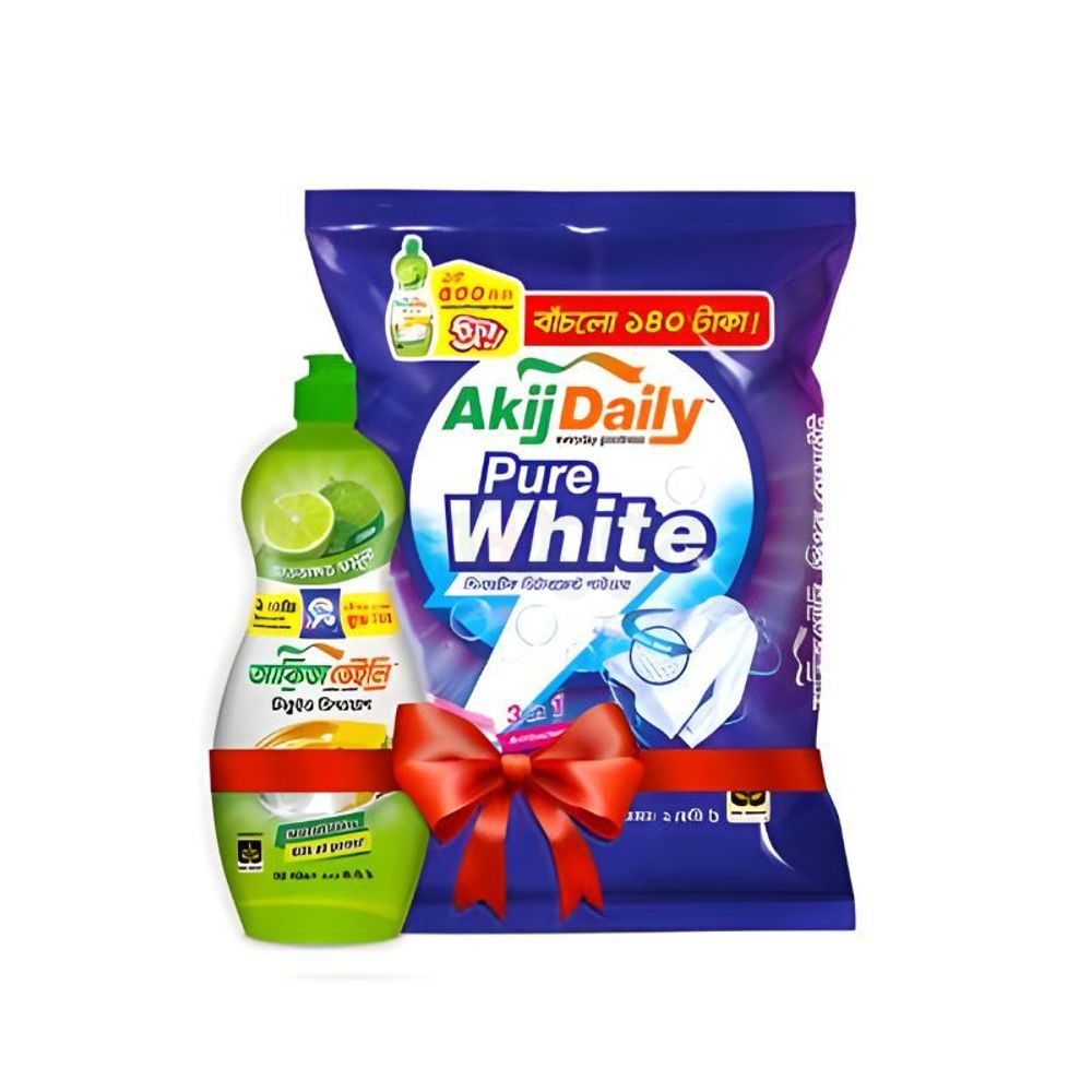 Buy 1 Akij Daily Pure White Detergent Powder 2kg Get 1 Liquid Dishwash ...