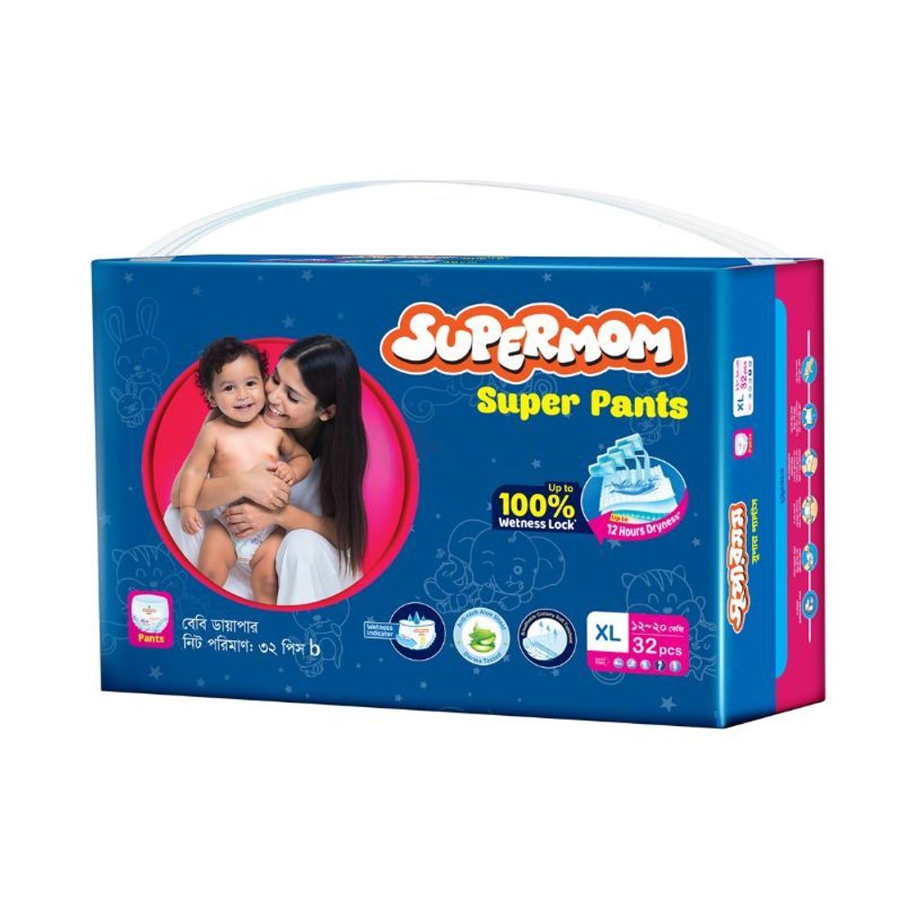 Supermom Baby Pant Diaper Xtra Large (12-20) Kg- Saver Pack 32 pcs ...