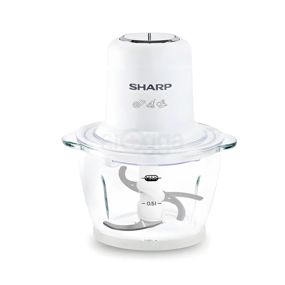 Sharp EM-CP31-W3 Powerful 350W Double Blade Food Chopper with Glass ...