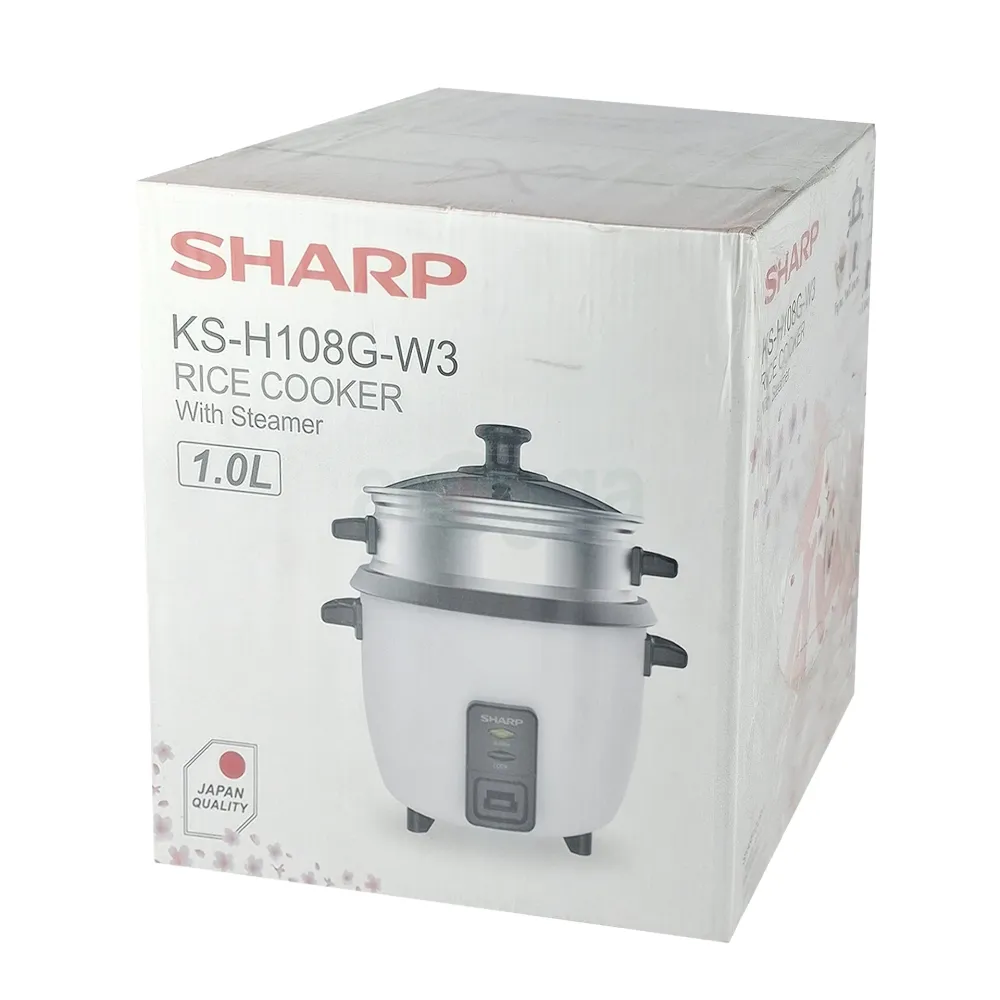 Sharp KS-H108G-W3 Rice Cooker with Food Steamer – 1L, Non-Stick Bowl ...