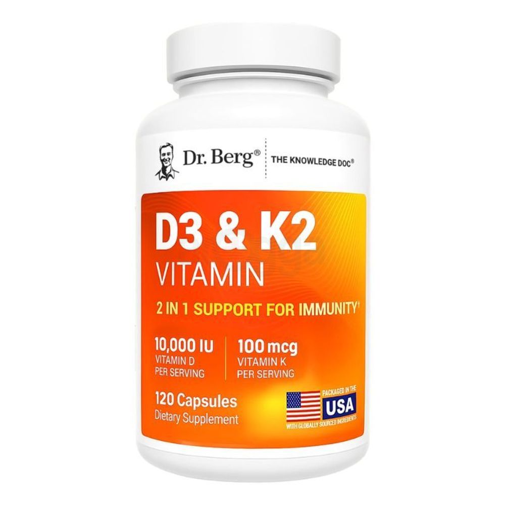 Dr. Berg D3 & K2 Vitamin - 10,000 IU / 100 mcg - 120 Capsules price in ...