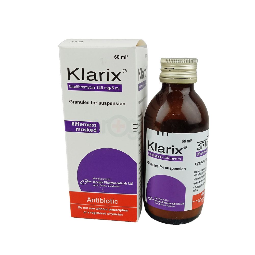 Klarix Powder For Suspension 70ml 125mg/5ml Powder for Suspension - Arogga Online Pharmacy