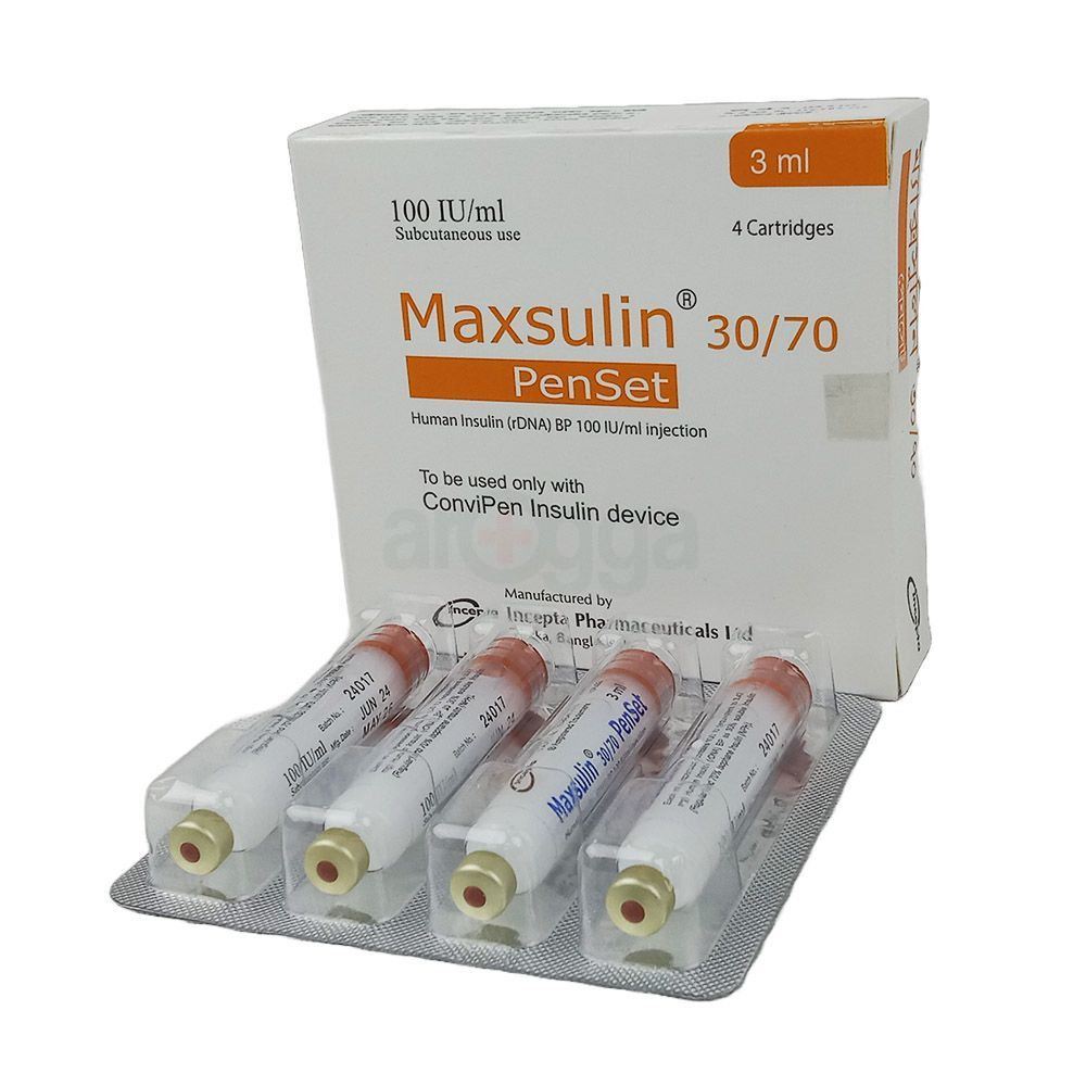 Maxsulin 30/70 Penset 100IU/ml Injection - Arogga Online Pharmacy