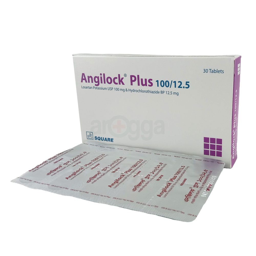 Angilock Plus 100/12.5 12.5mg+100mg Tablet - এনজিলক প্লাস ১০০ মি.গ্রা.+১২.৫ মি.গ্রা. ট্যাবলেট ...