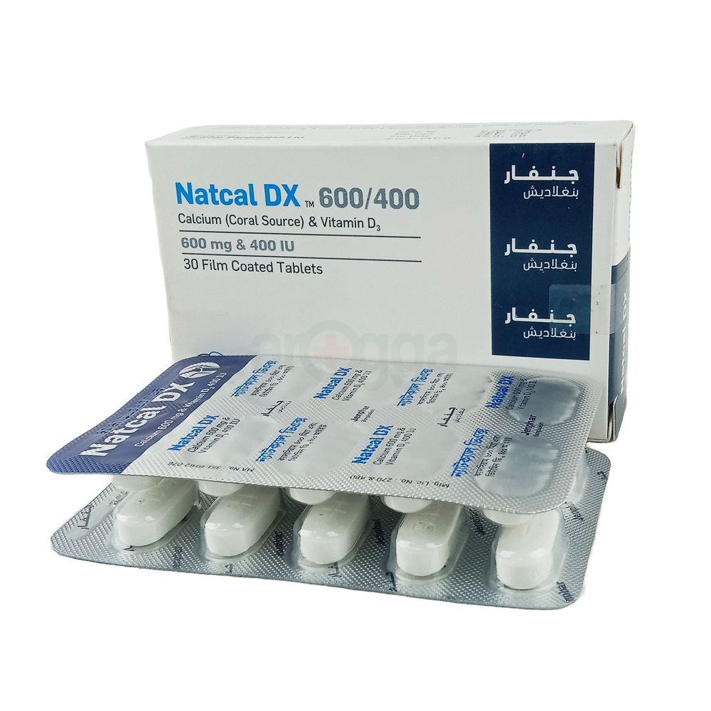 Natcal DX 600mg+400IU Tablet - Arogga Online Pharmacy