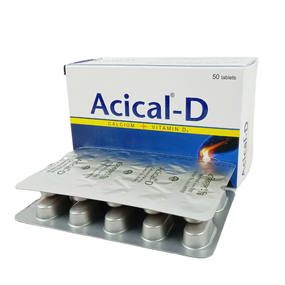 Acical-D 500mg+200IU Tablet - এসিক্যাল-ডি ৫০০ মি.গ্রা.+২০০ আই ইউ ...