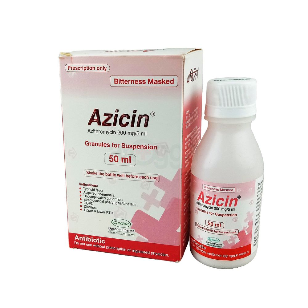 Azicin 200mg/5ml Powder for Suspension - Arogga Online Pharmacy