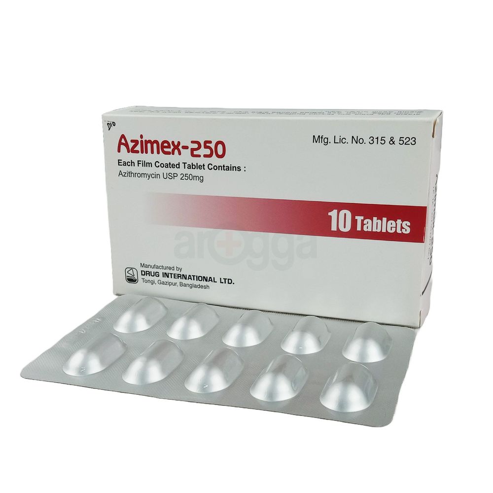 Azimex 250mg Tablet - অ্যাজিমেক্স ২৫০ মি.গ্রা. ট্যাবলেট - Arogga Online ...