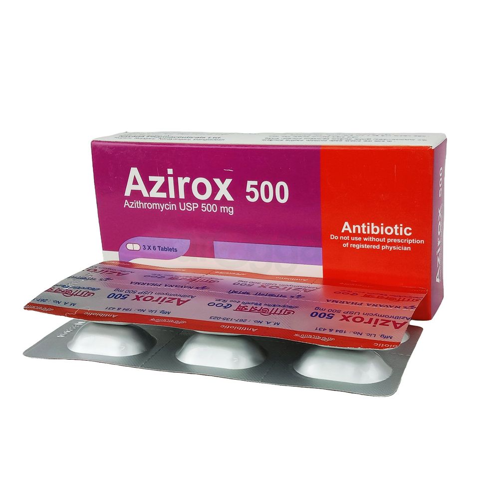 Azirox 500mg Tablet - এ্যাজিরক্স ৫০০ মি.গ্রা. ট্যাবলেট - Arogga Online ...