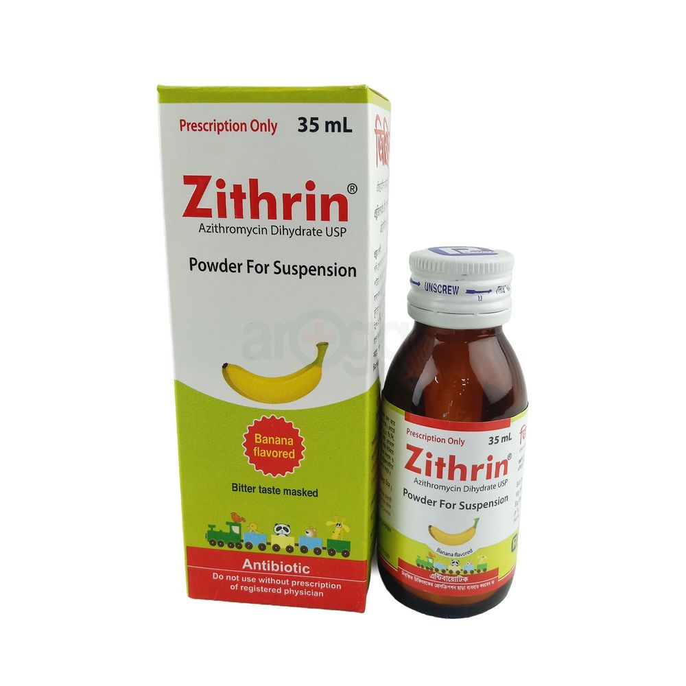 Zithrin 35ml 200mg/5ml Powder for Suspension - Arogga Online Pharmacy