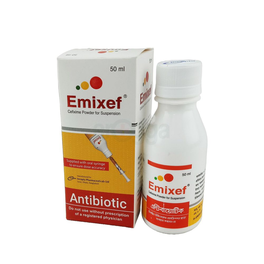 Emixef 50ml 100mg/5ml Powder for Suspension - Arogga Online Pharmacy
