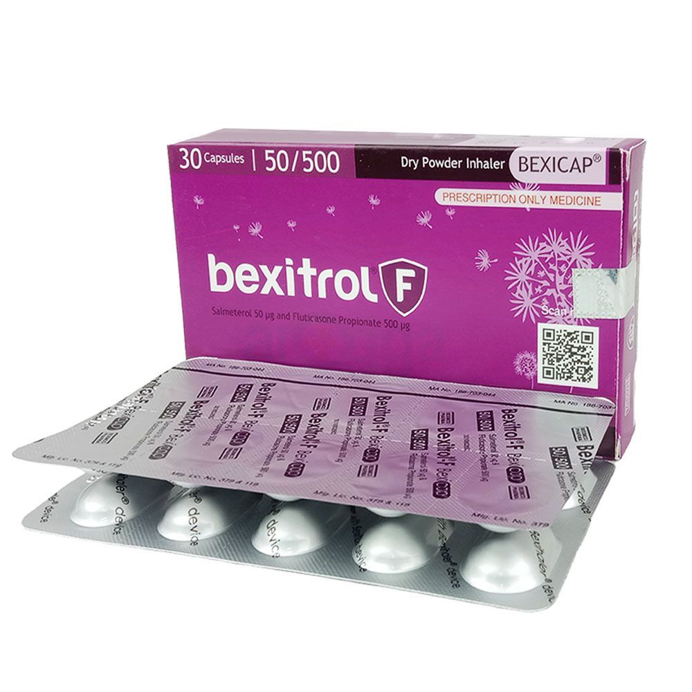 Bexitrol F 50/500 Bexicap 50mcg+500mcg Inhalation Capsule - Arogga ...