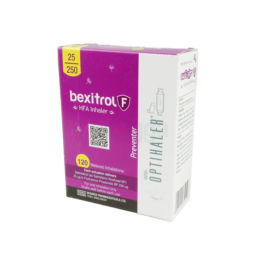 Bexitrol F 25/250 HFA 25mcg+250mcg/puff Inhaler - Arogga Online Pharmacy