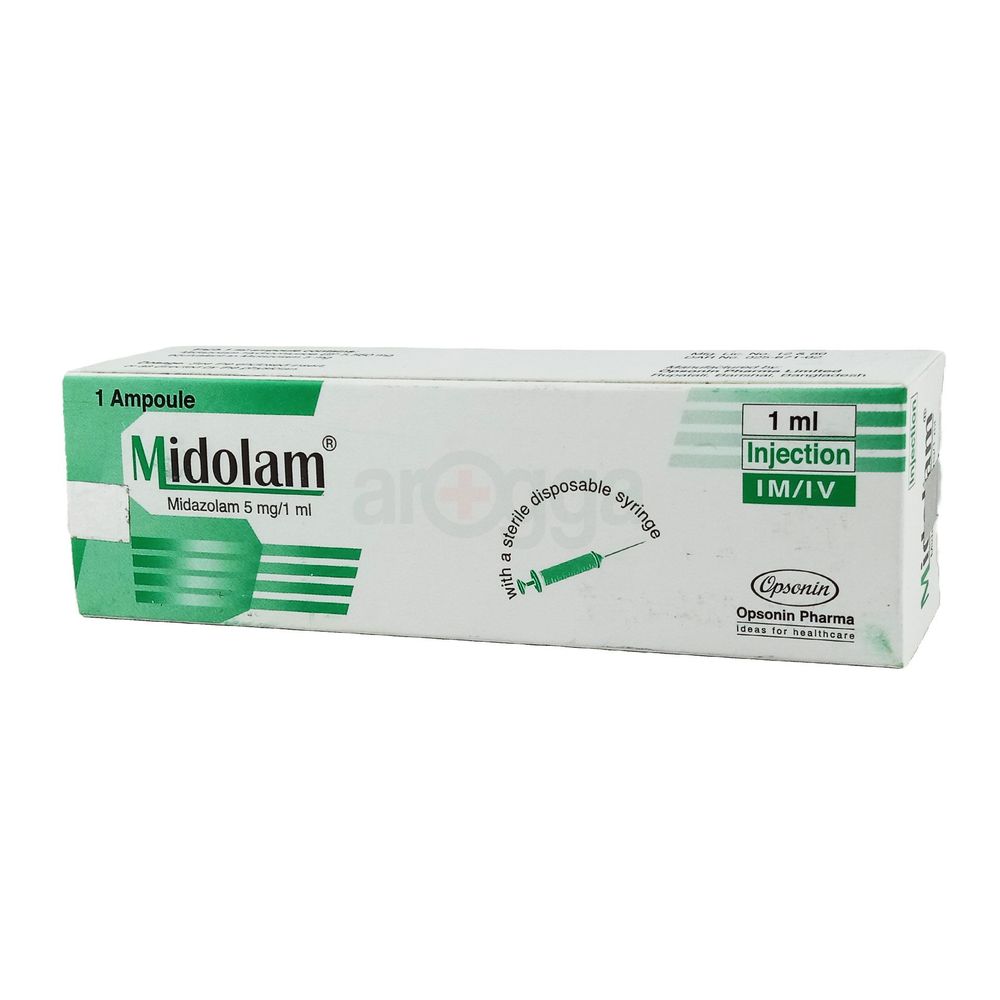 Midolam 5mg/1ml 5mg/1ml Injection - Arogga Online Pharmacy
