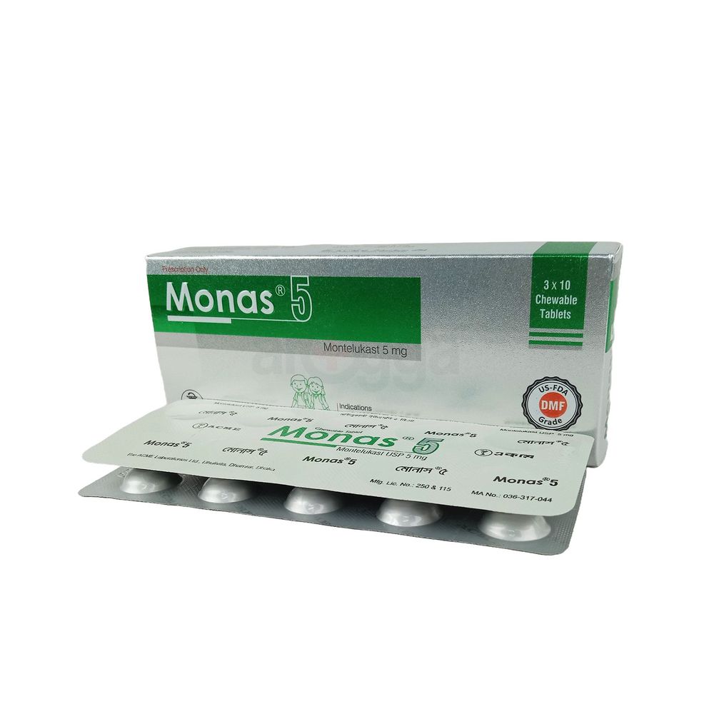 Monas 5mg Tablet - মোনাস ৫ মি.গ্রা. ট্যাবলেট - Arogga Online Pharmacy