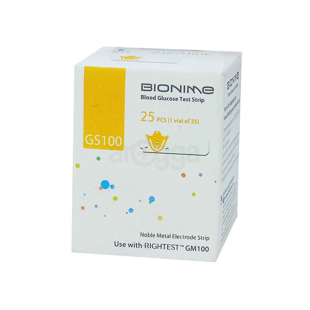 Bionime Blood Glucose GS100 Strip 25's Pack - Arogga Online Pharmacy