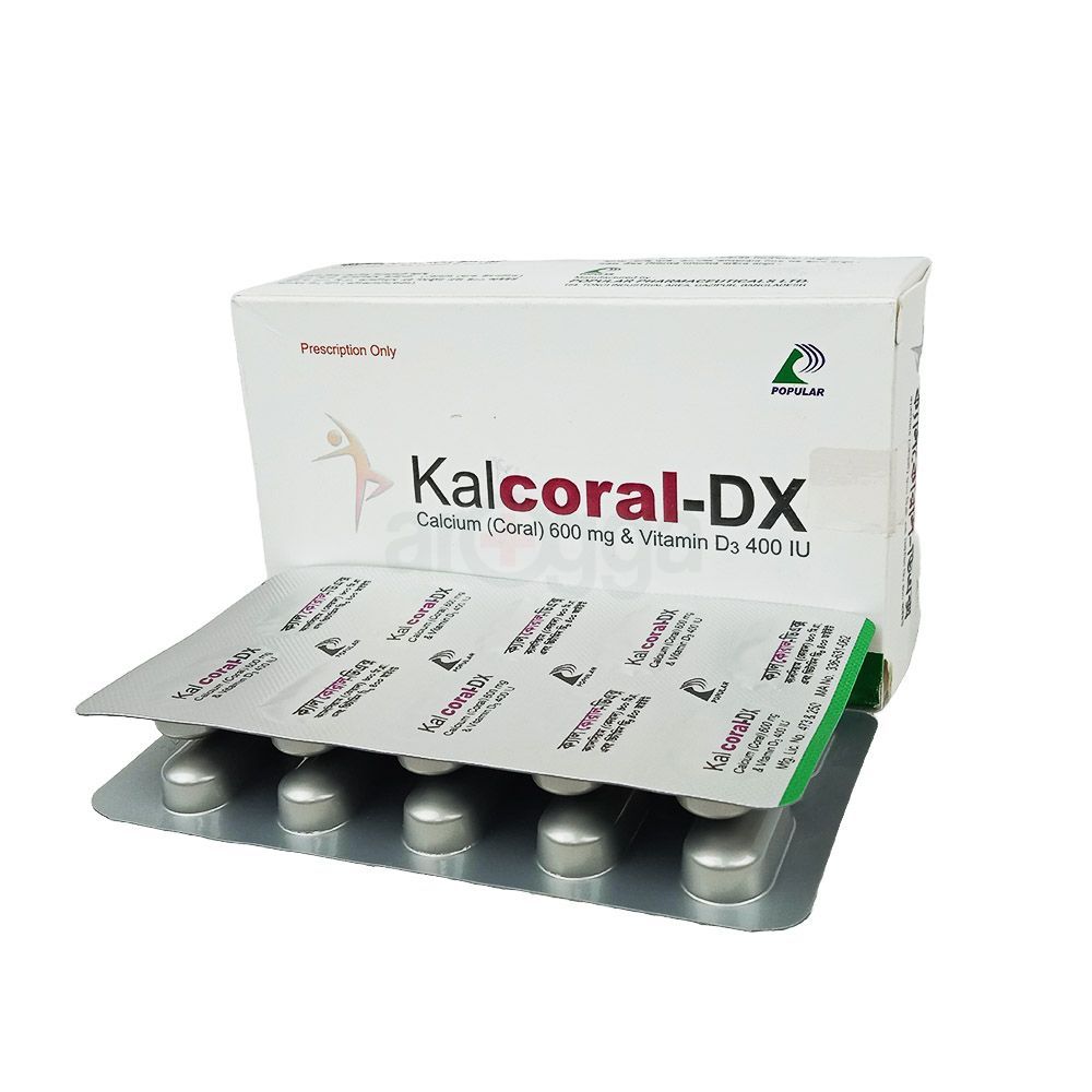 Kalcoral-DX 600mg+400IU Tablet - Arogga Online Pharmacy