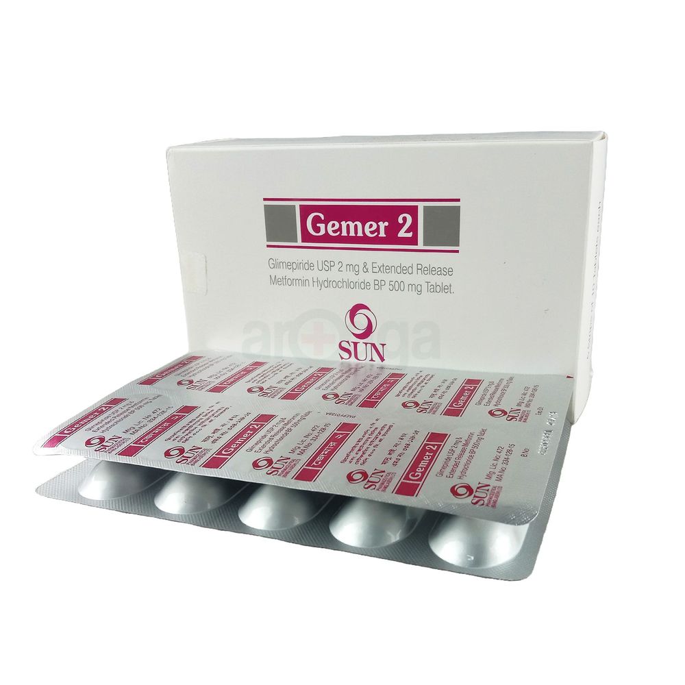 Gemer 2mg+500mg Tablet - Arogga Online Pharmacy