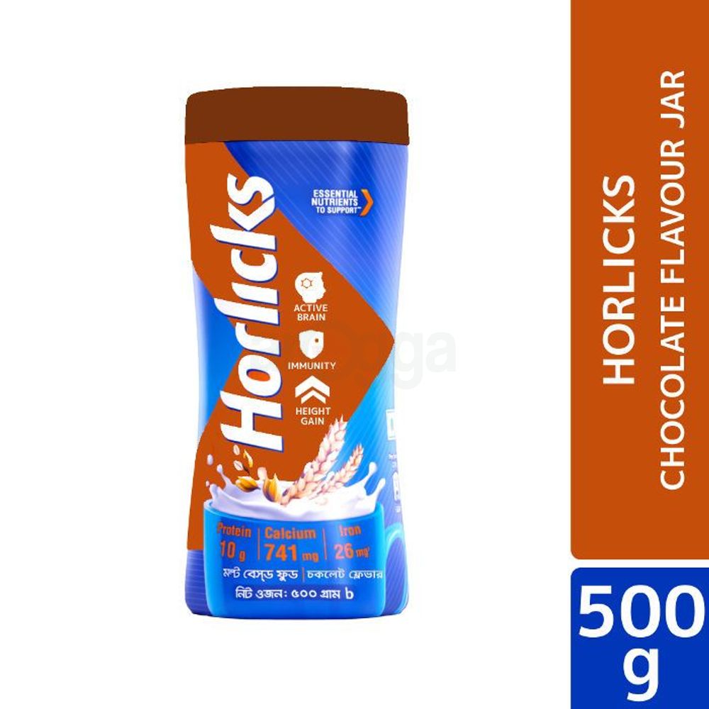 Horlicks Chocolate Flavour Jar 500g - Arogga Online Pharmacy