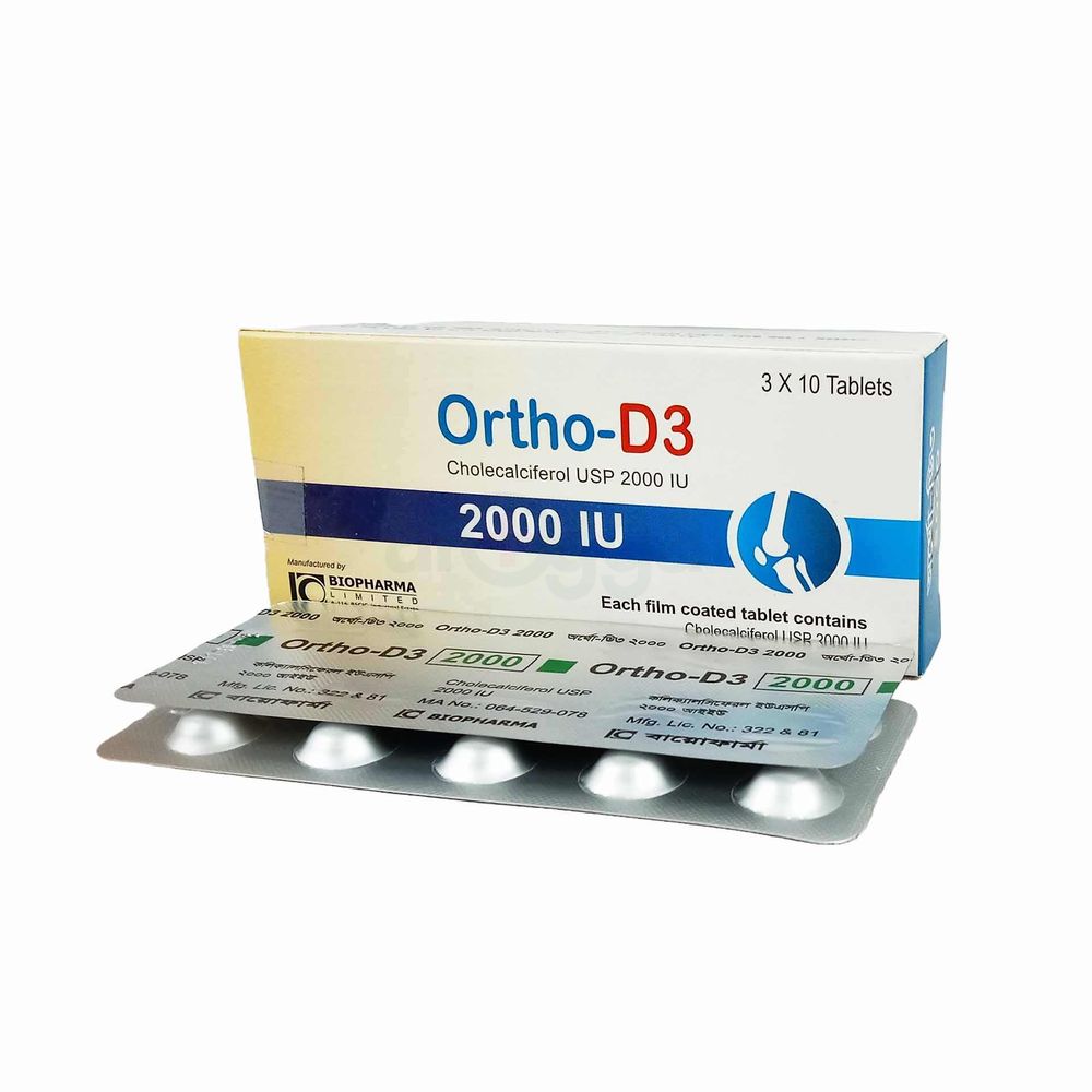 Ortho-D3 2000 2000IU Tablet - Arogga Online Pharmacy