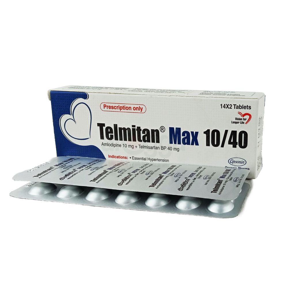 Telmitan Max 10/40 10/40mg Tablet - Arogga Online Pharmacy