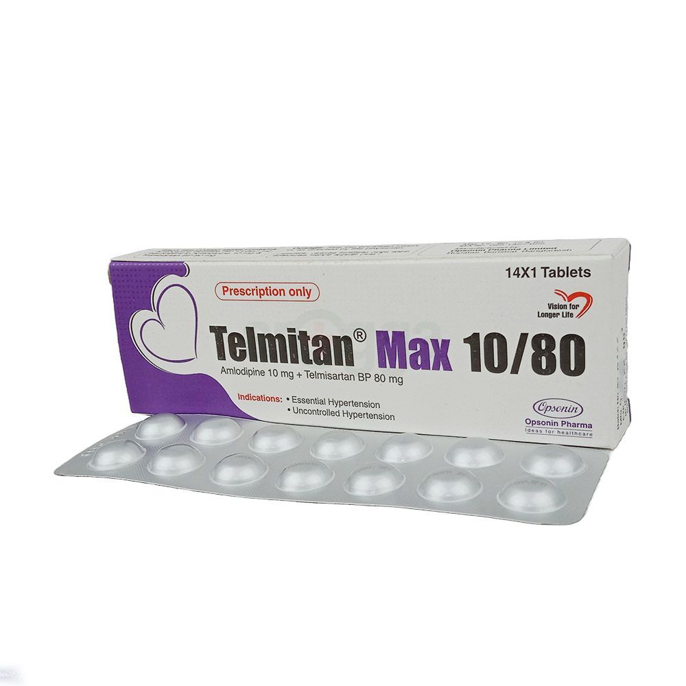Telmitan Max 10/80 10/80mg Tablet - Arogga Online Pharmacy