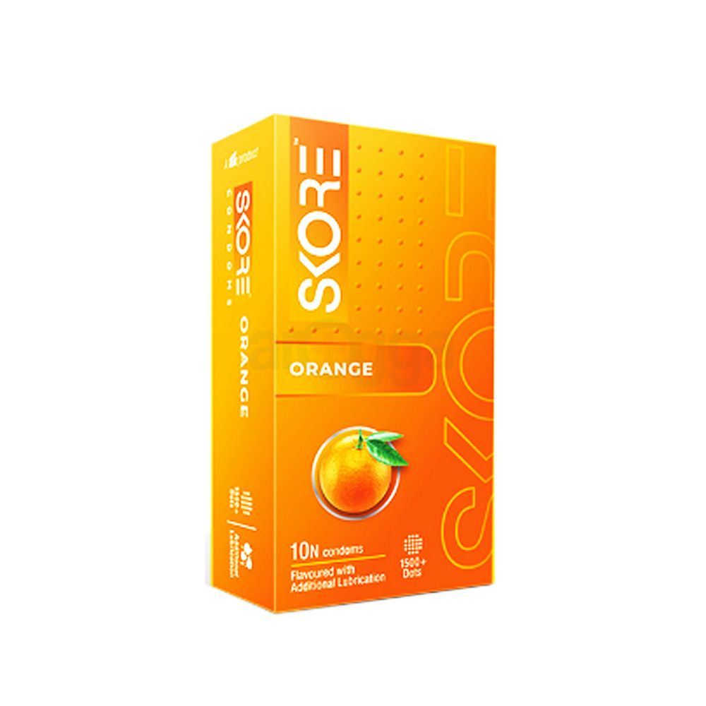 Skore Orange 1500+ Dots Condoms 10's Pack - Arogga Online Pharmacy